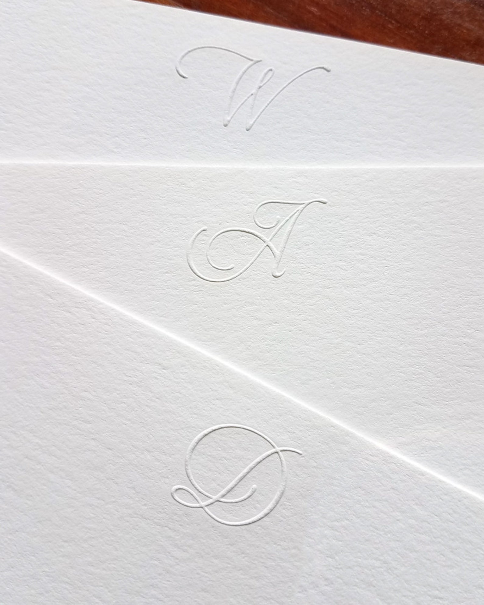 Embossed Script Initial Stationery White Flat Notecards & - Etsy