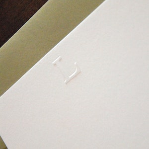 Embossed Block Initial Stationery Flat White Notecards - Etsy