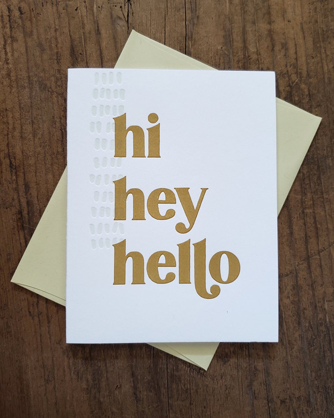 Hi Hey Hello Letterpress Card - Etsy
