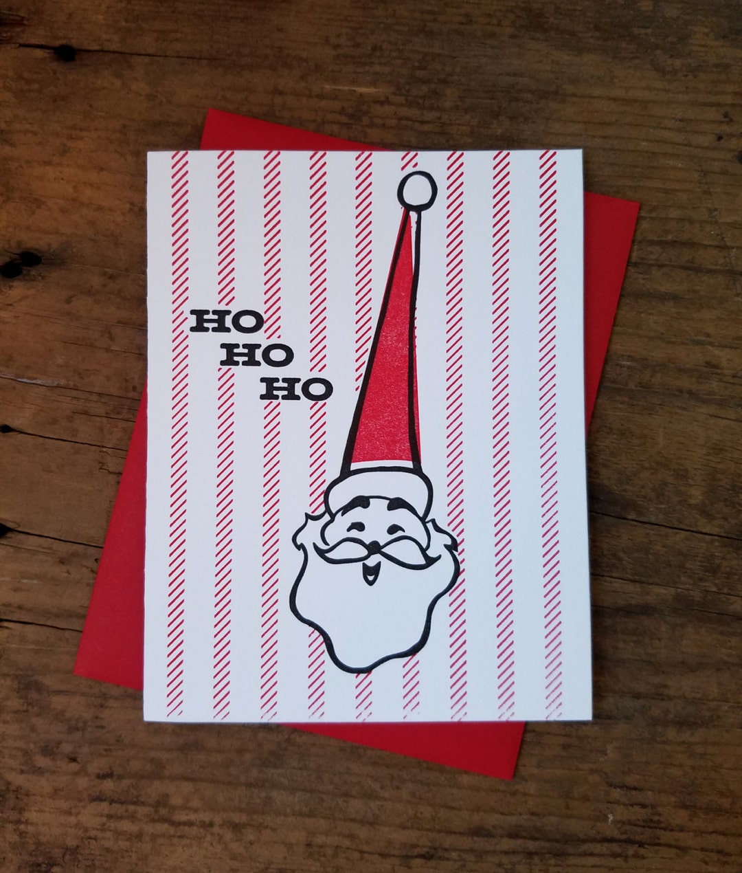Ho Ho Ho Santa Letterpress Card - Etsy