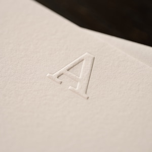 Embossed Block Initial Stationery | Flat White Notecards + White ...