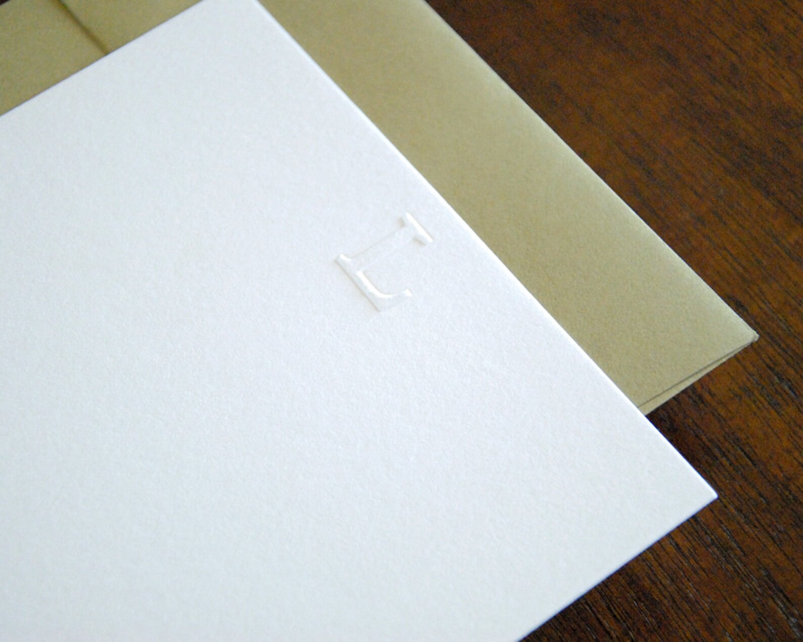 Embossed Block Initial Stationery Flat White Notecards - Etsy