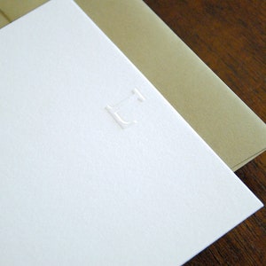 Embossed Block Initial Stationery Flat White Notecards - Etsy