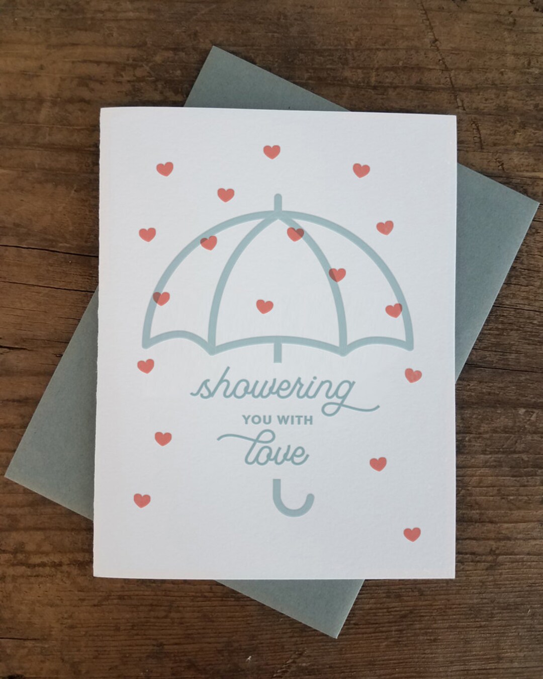 Showering You With Love Letterpress Card - Etsy