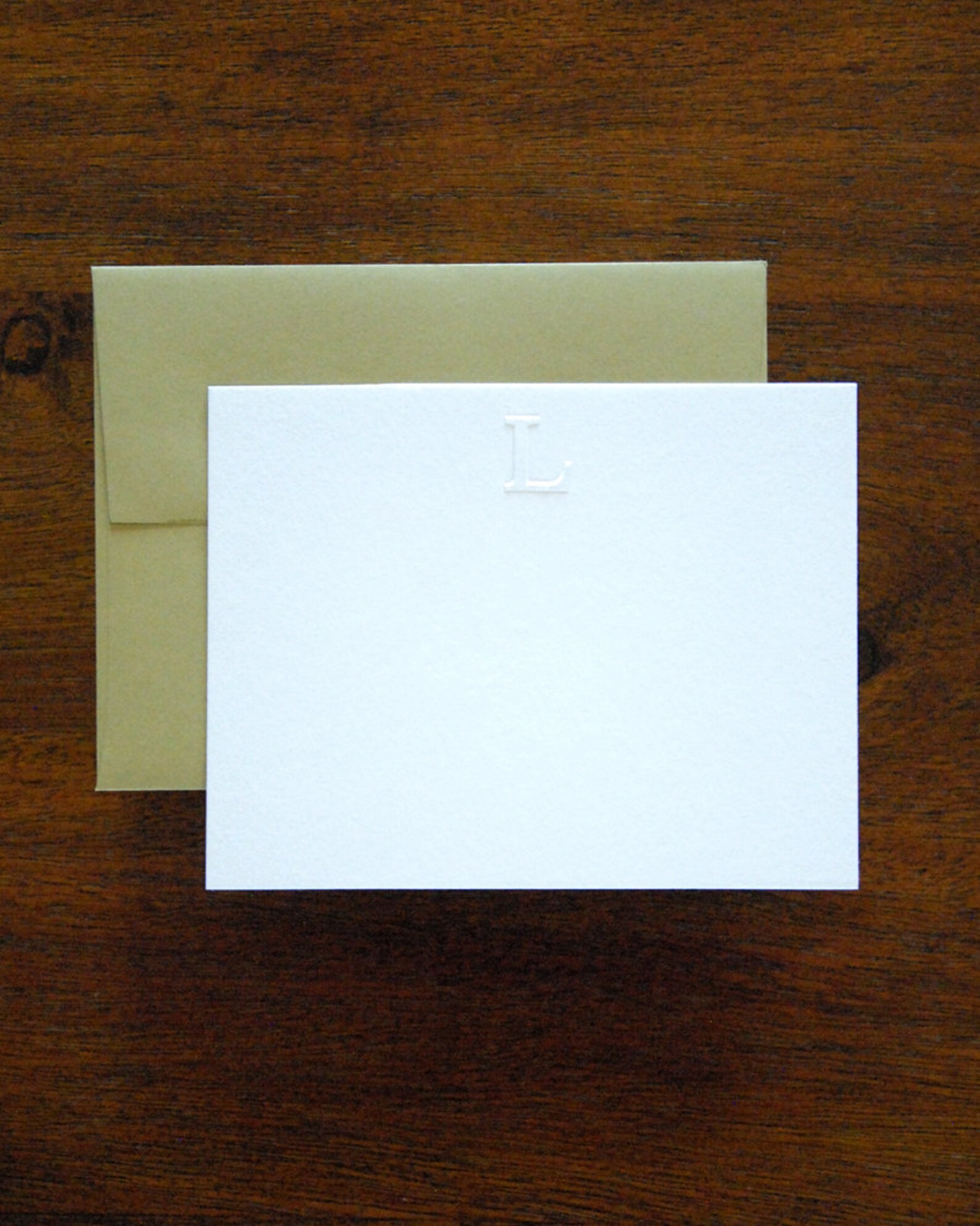 Embossed Block Initial Stationery Flat White Notecards - Etsy