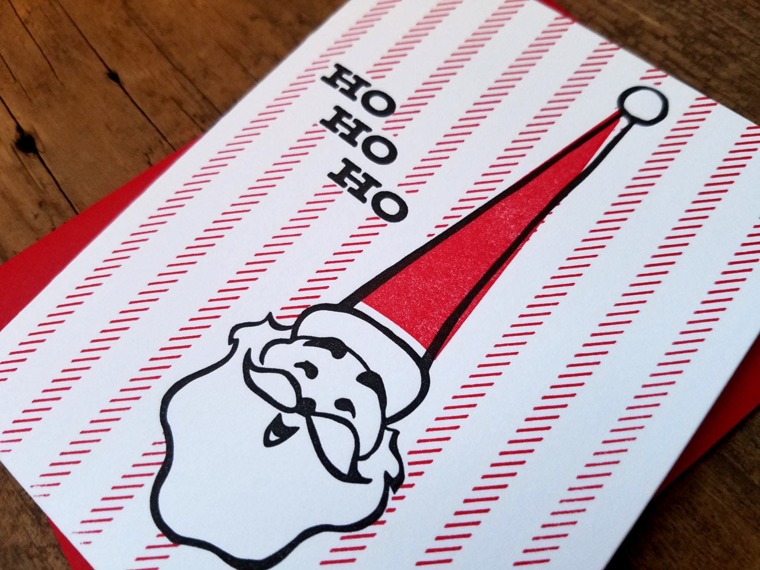 Ho Ho Ho Santa Letterpress Card - Etsy