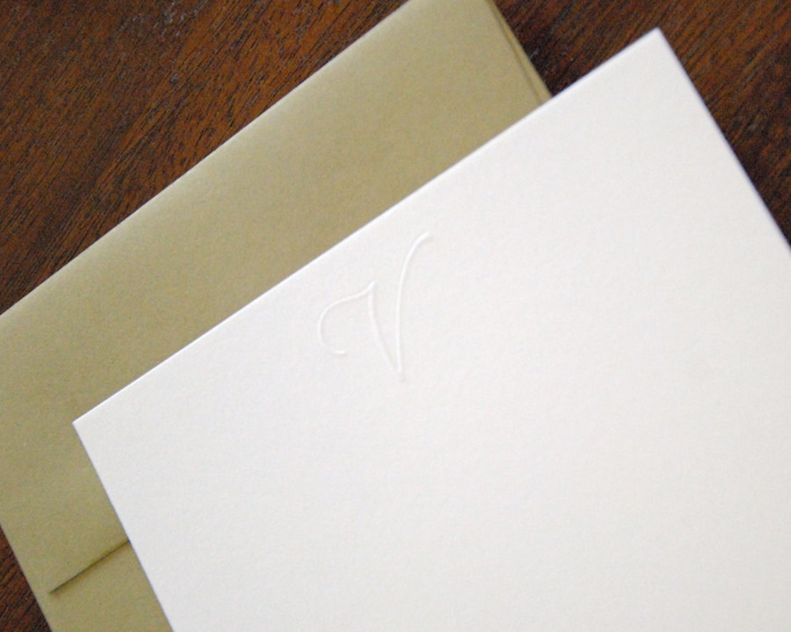 Embossed Script Initial Stationery White Flat Notecards & - Etsy