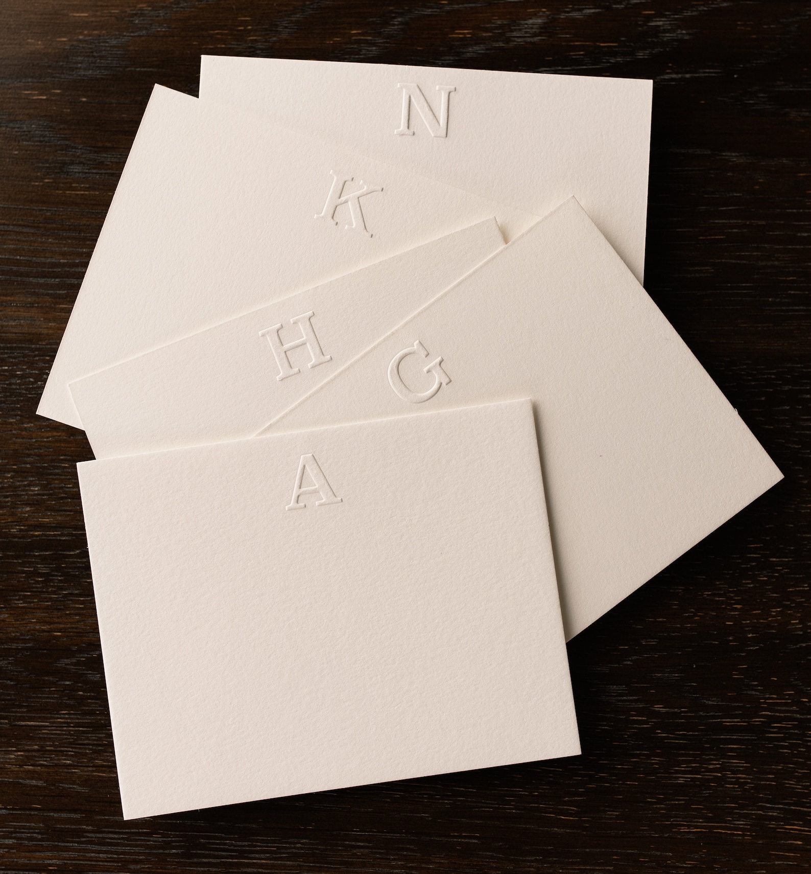 Embossed Block Initial Stationery Flat White Notecards - Etsy