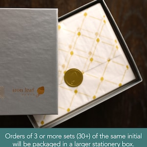 Embossed Block Initial Stationery | Flat White Notecards + White ...