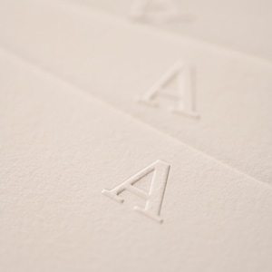 Embossed Block Initial Stationery | Flat White Notecards + White ...