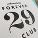 Welcome to the Forever 29 Club Letterpress Card - Etsy