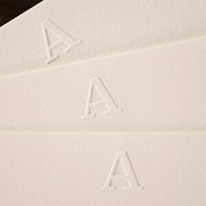 Embossed Block Initial Stationery | Flat White Notecards + White ...