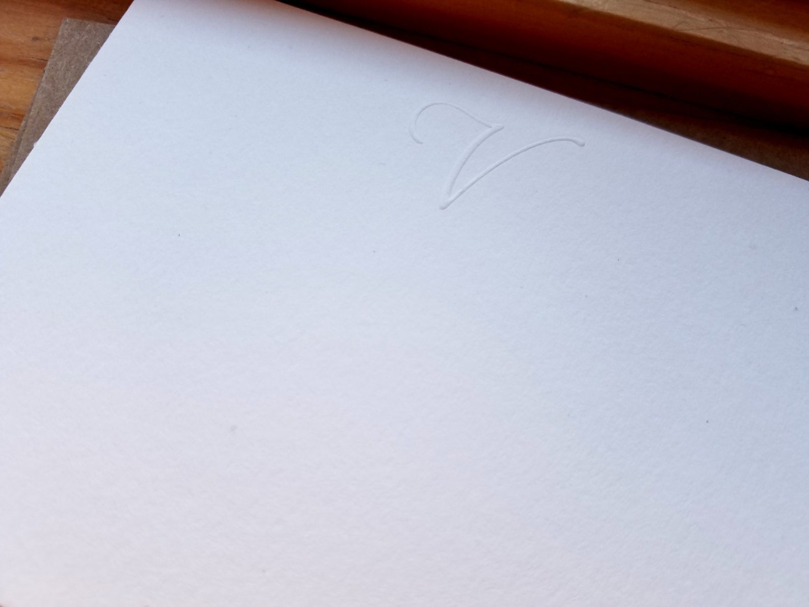 Embossed Script Initial Stationery White Flat Notecards & - Etsy