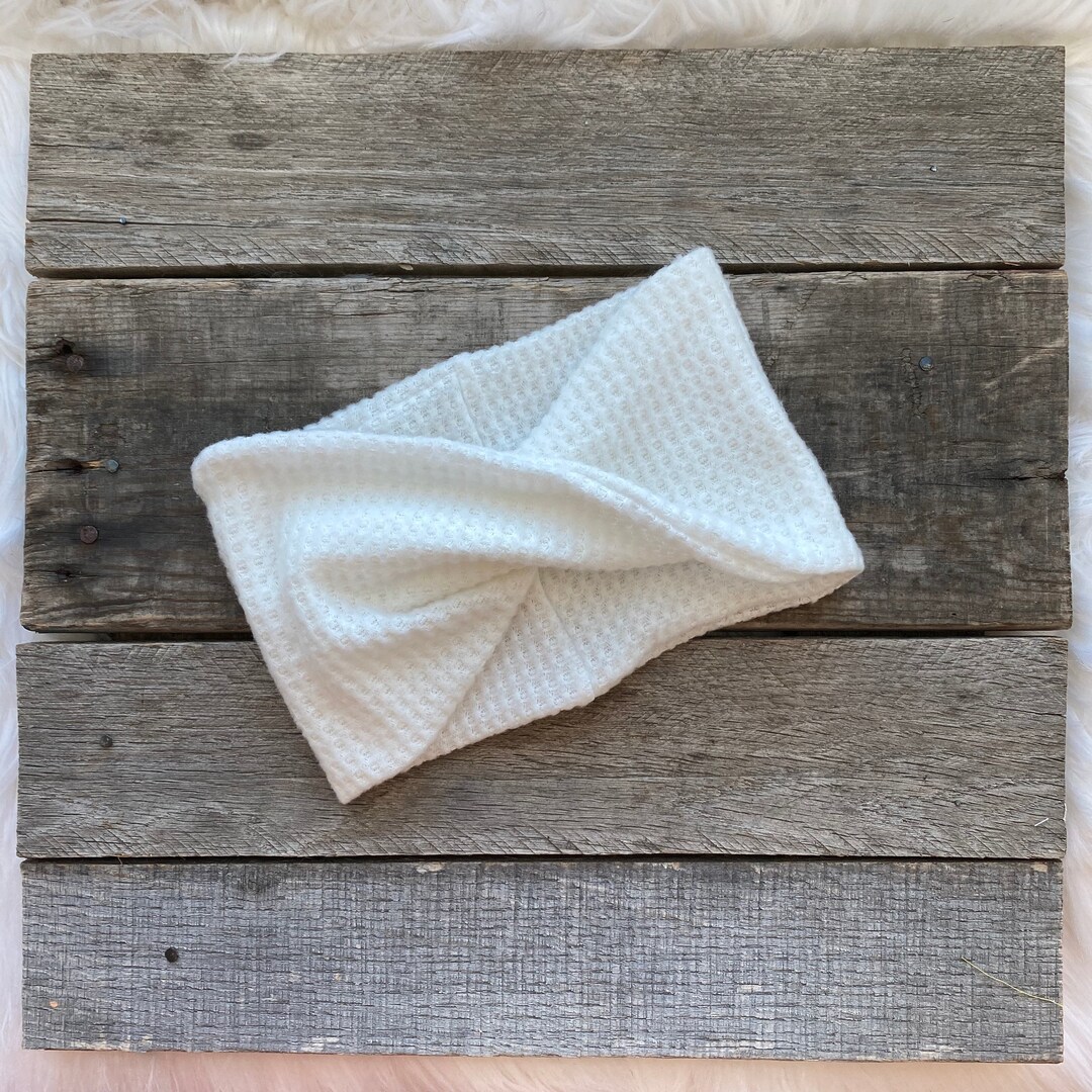 White Waffle Headband - Brushed Waffle Weave White Head Wrap -ear ...