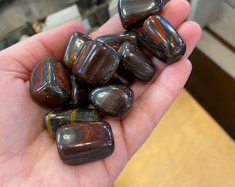 Tumbled Tiger Iron Stones for Wealth and Abundance, Tiger Iron Crystal ...