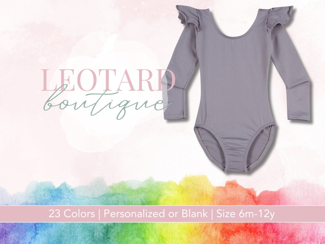 Gray Ruffle Sleeve Leotard: Girls Dance Gymnastics Outfit - Etsy
