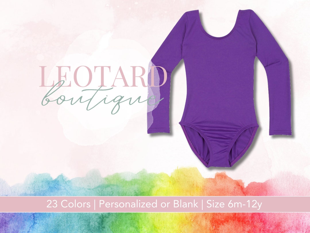 Purple Girls Ballet Leotard Long Sleeve Dance Wear Gymnastics Outfit ...