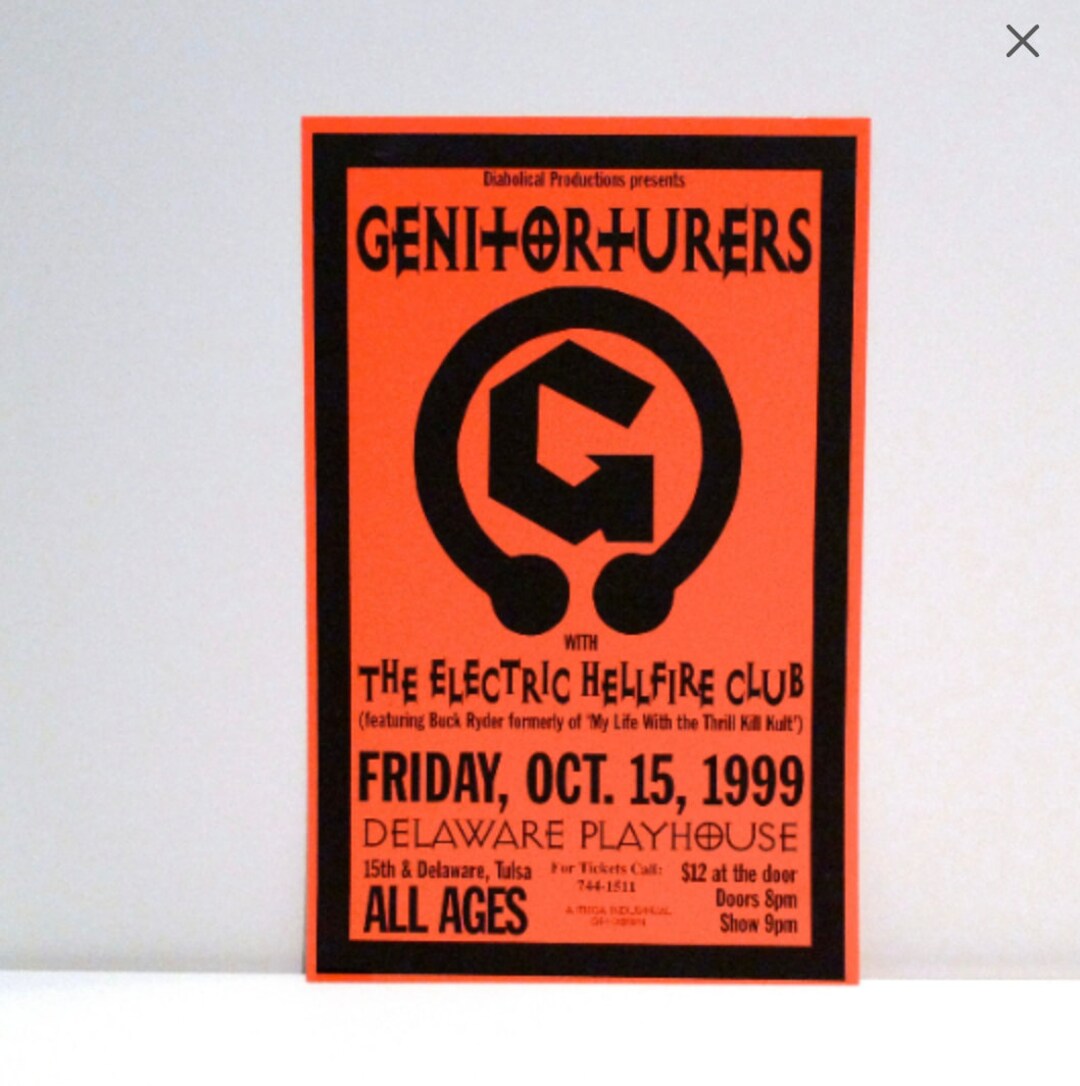 Genitorturers Poster - October 15 1999 Concert Vintage Industrial Metal ...