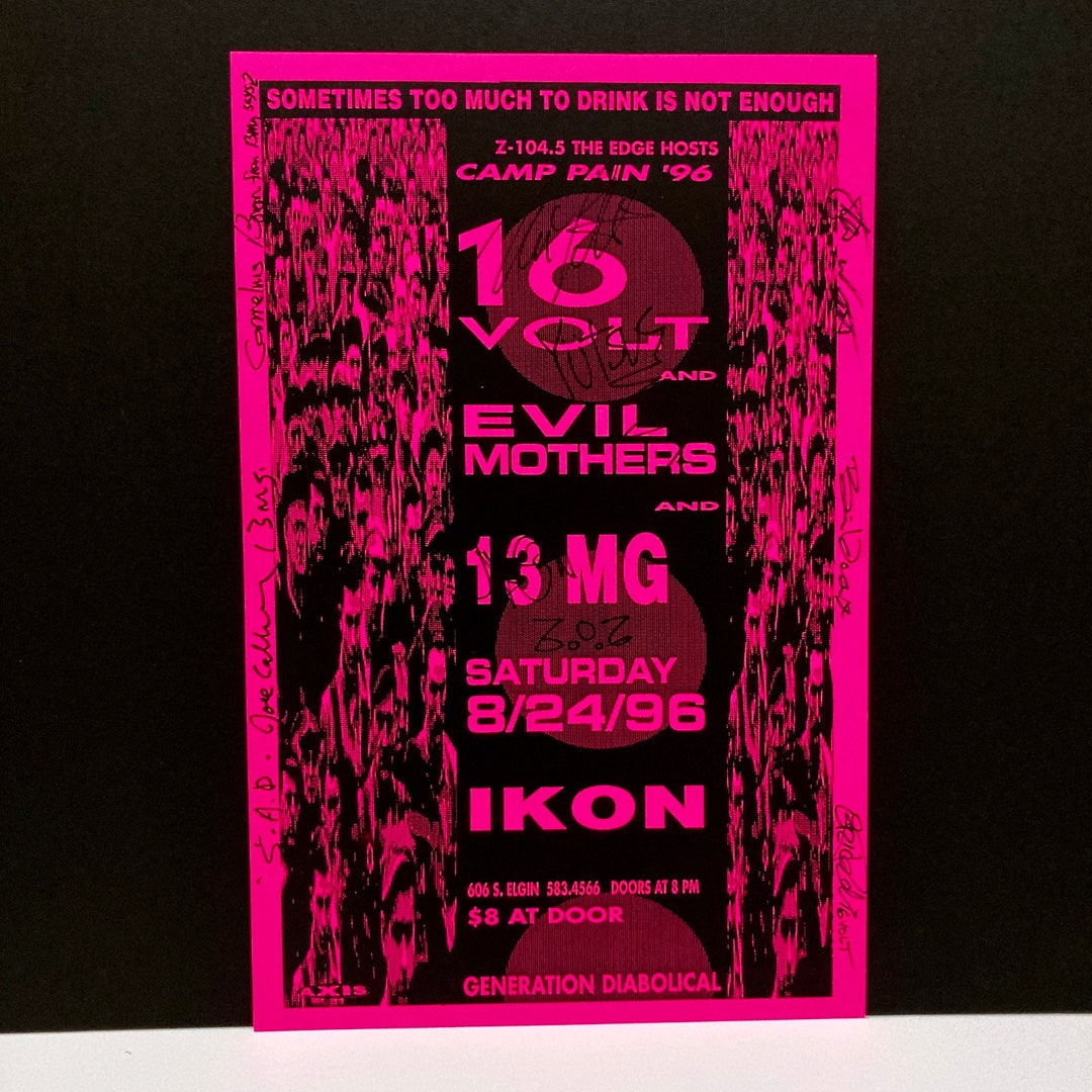 16 Volt Poster - Autographed, August 24, 1996 Concert - Let Down Crush ...