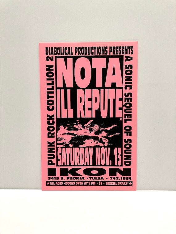 NOTA Poster Vintage 1993 Concert Tour Punk Rock Local Band Ill | Etsy