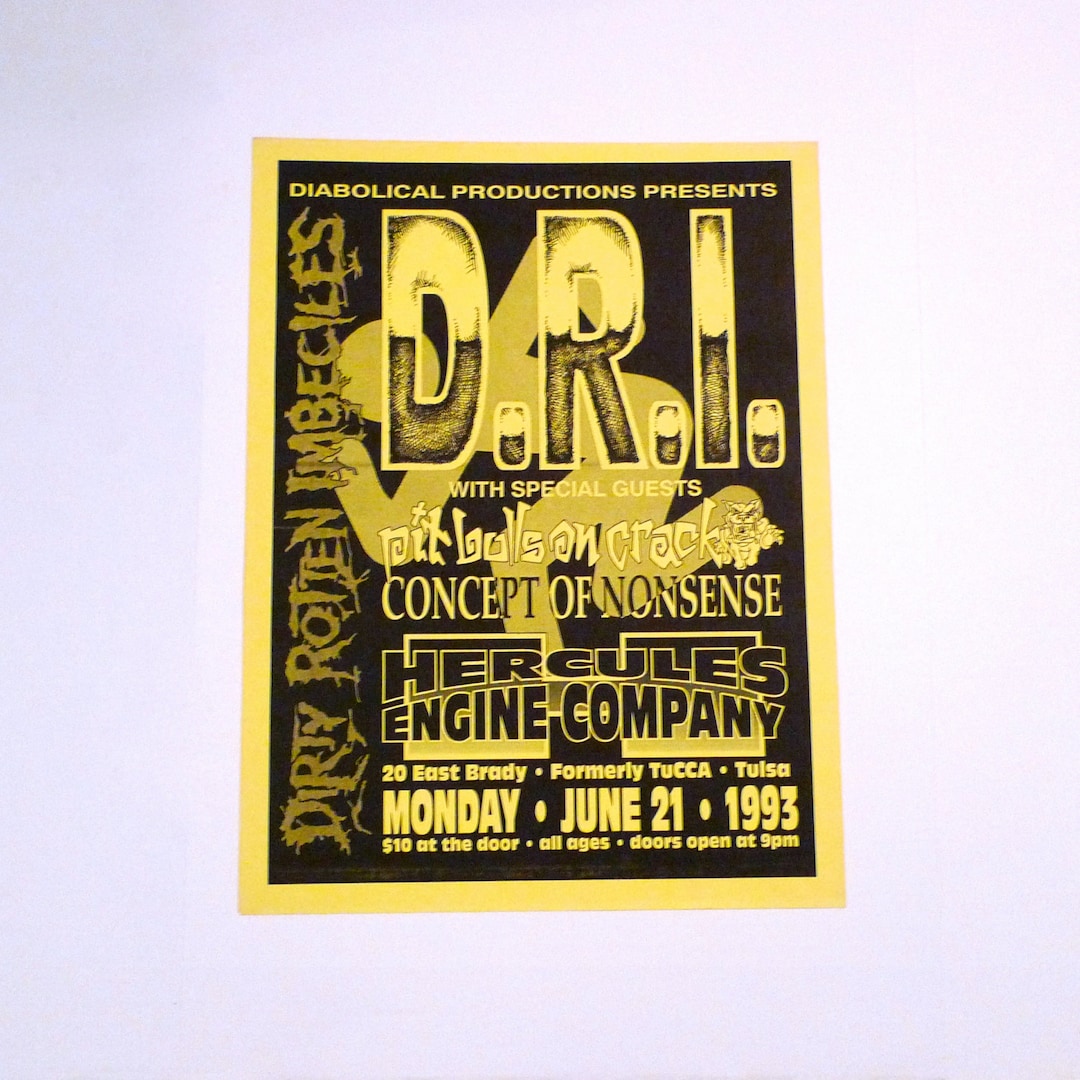 D.R.I. Dirty Rotten Imbeciles Poster 1993 Vintage DRI Punk Band Live ...