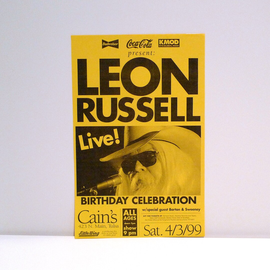 Leon Russell Poster April 3 1999 Live Concert Tour Vintage Cains ...