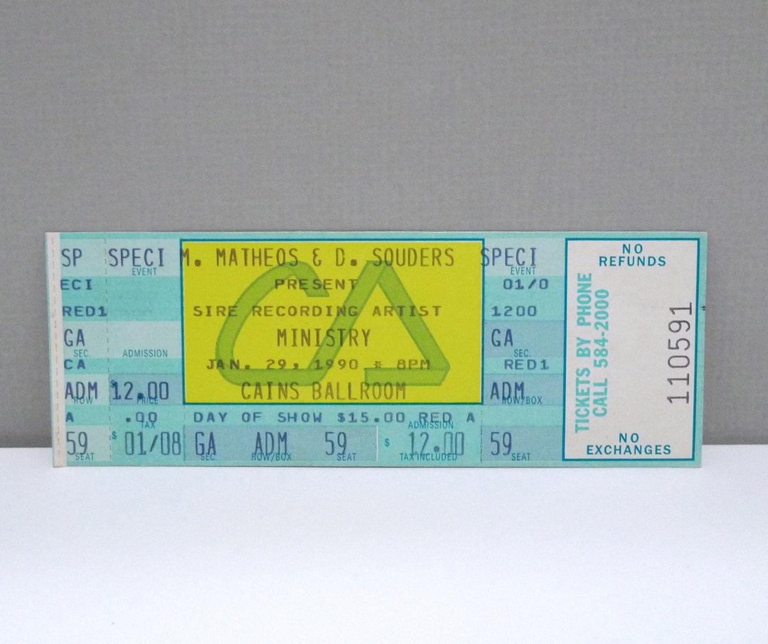 Ministry Ticket 1/29/90 With KMFDM - A Mind is a Terrible Thing to ...