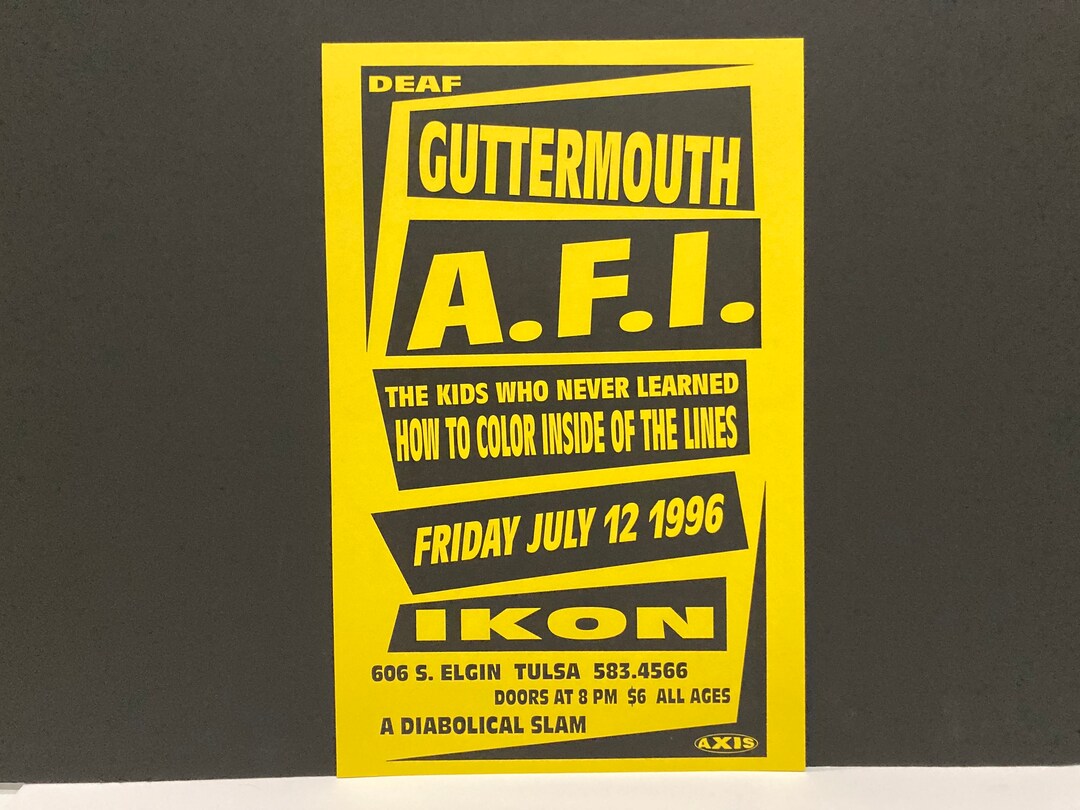 AFI Poster - Very Proud of Ya Tour July 12, 1996 With Guttermouth ...