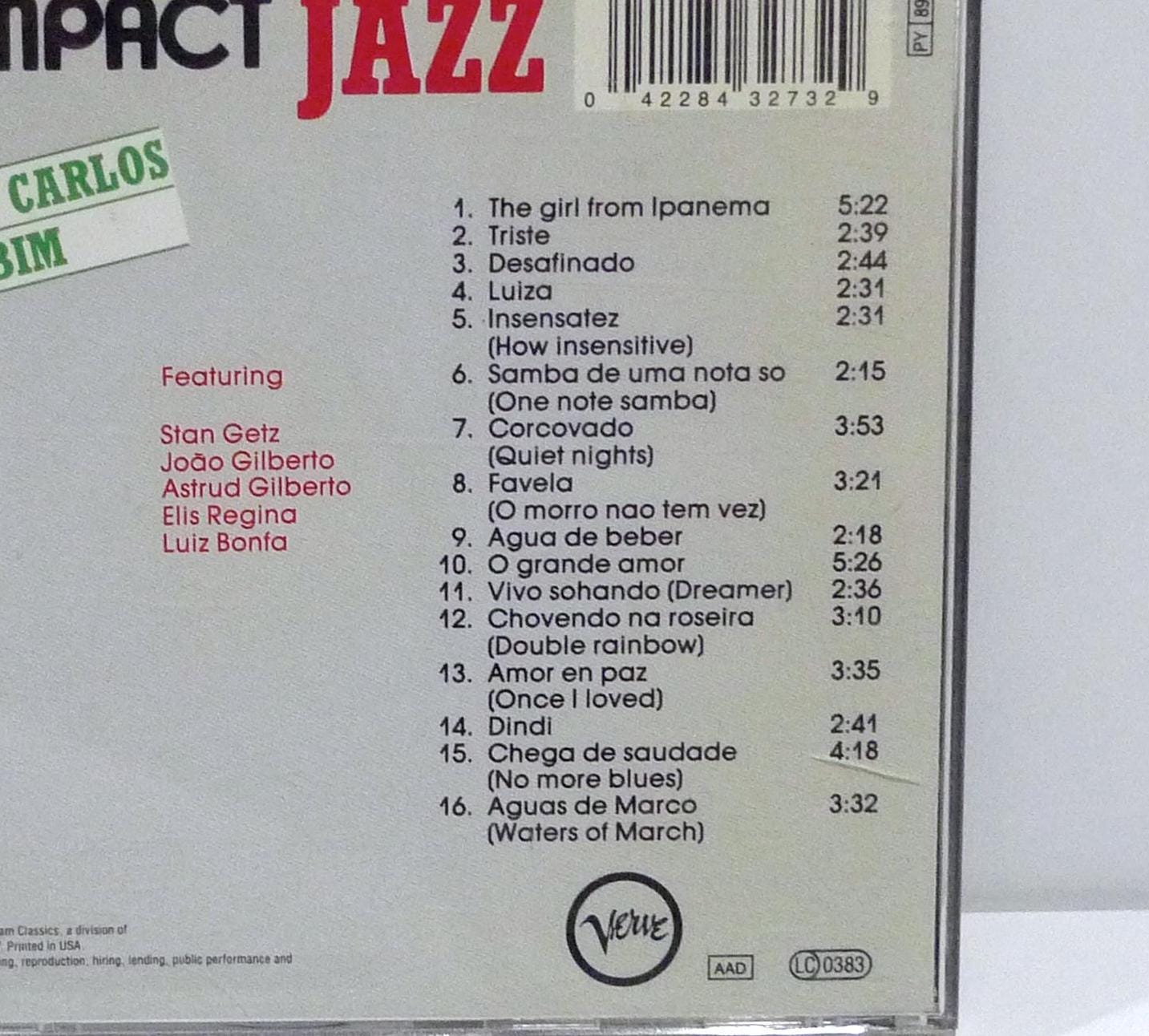 Antonio Carlos Jobim – Compact Jazz CD 1990 Featuring Stan Getz, Joao ...