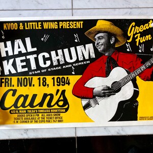 Hal Ketchum Poster Vintage November 18, 1994 Cains Ballroom Tulsa OK ...
