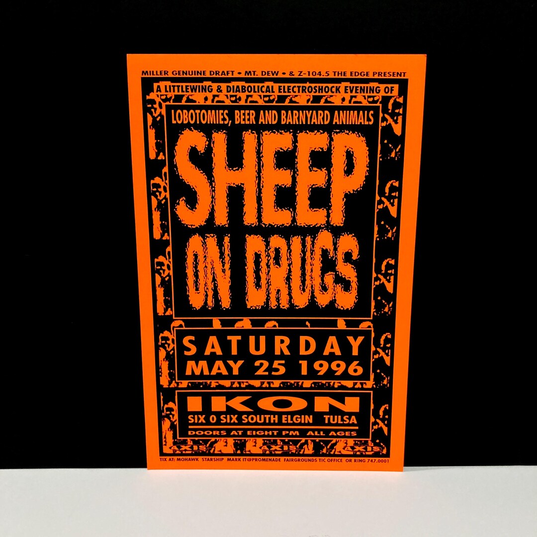 Sheep on Drugs Concert Poster - Vintage May 25, 1996 Lobotomies Beer ...