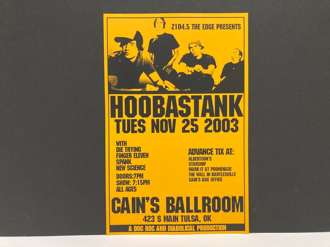 Hoobastank Poster - the Reason Concert Tour November 25, 2003, Cains ...