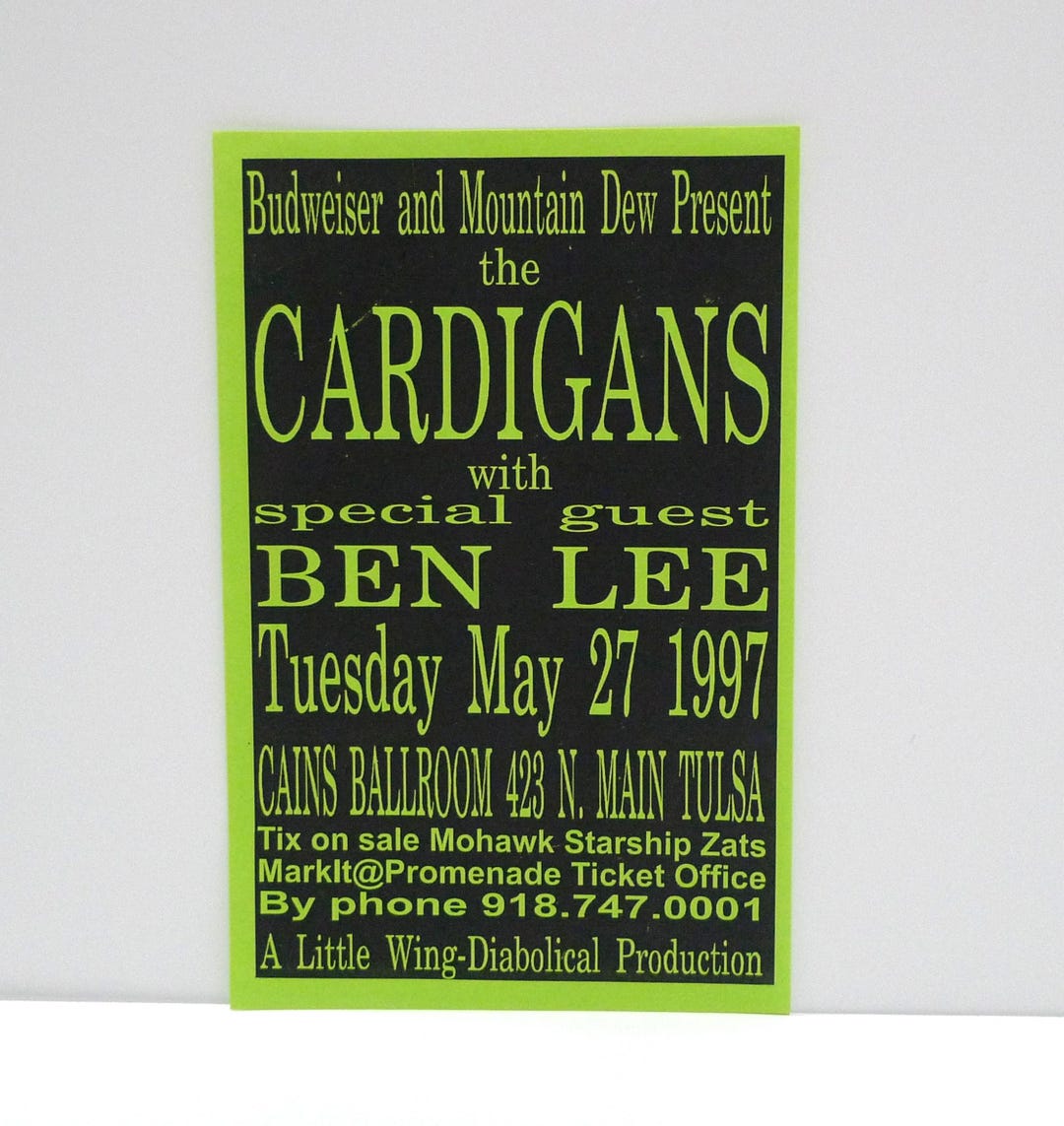 Cardigans Flyer / Handbill May 27, 1997 Concert Tour - Cains Ballroom ...