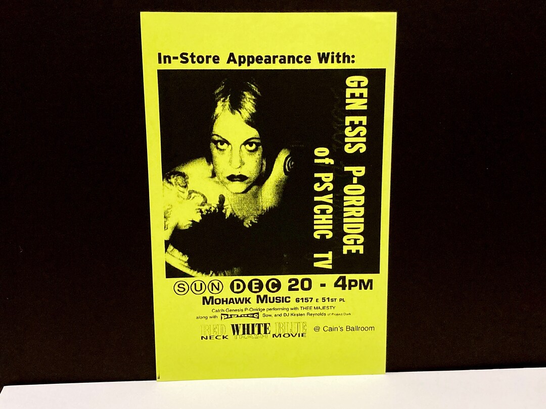 Genesis P-orridge Poster Vintage 90s Psychic TV - Pigface Performance ...