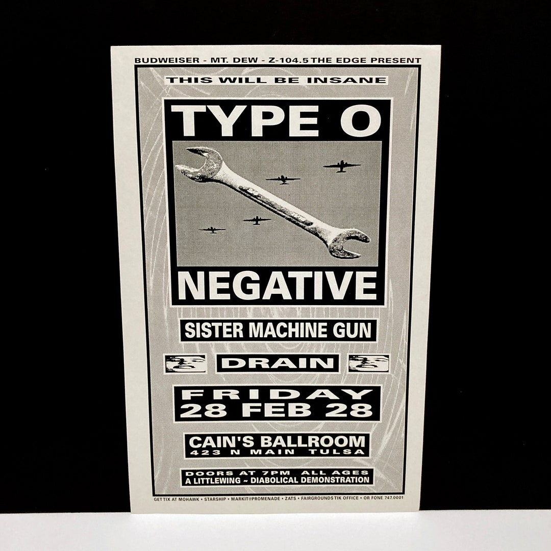Type O Negative Poster February 28, 1997 Concert / Punk Band Tour Cains ...