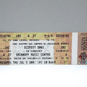Ozzfest 2001 Ticket - Ozzy Osbourne Tour Festival 7/5/01 Dallas Vintage ...