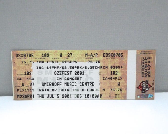 Ozzfest 2001 Ticket - Ozzy Osbourne Tour Festival 7/5/01 Dallas Vintage ...