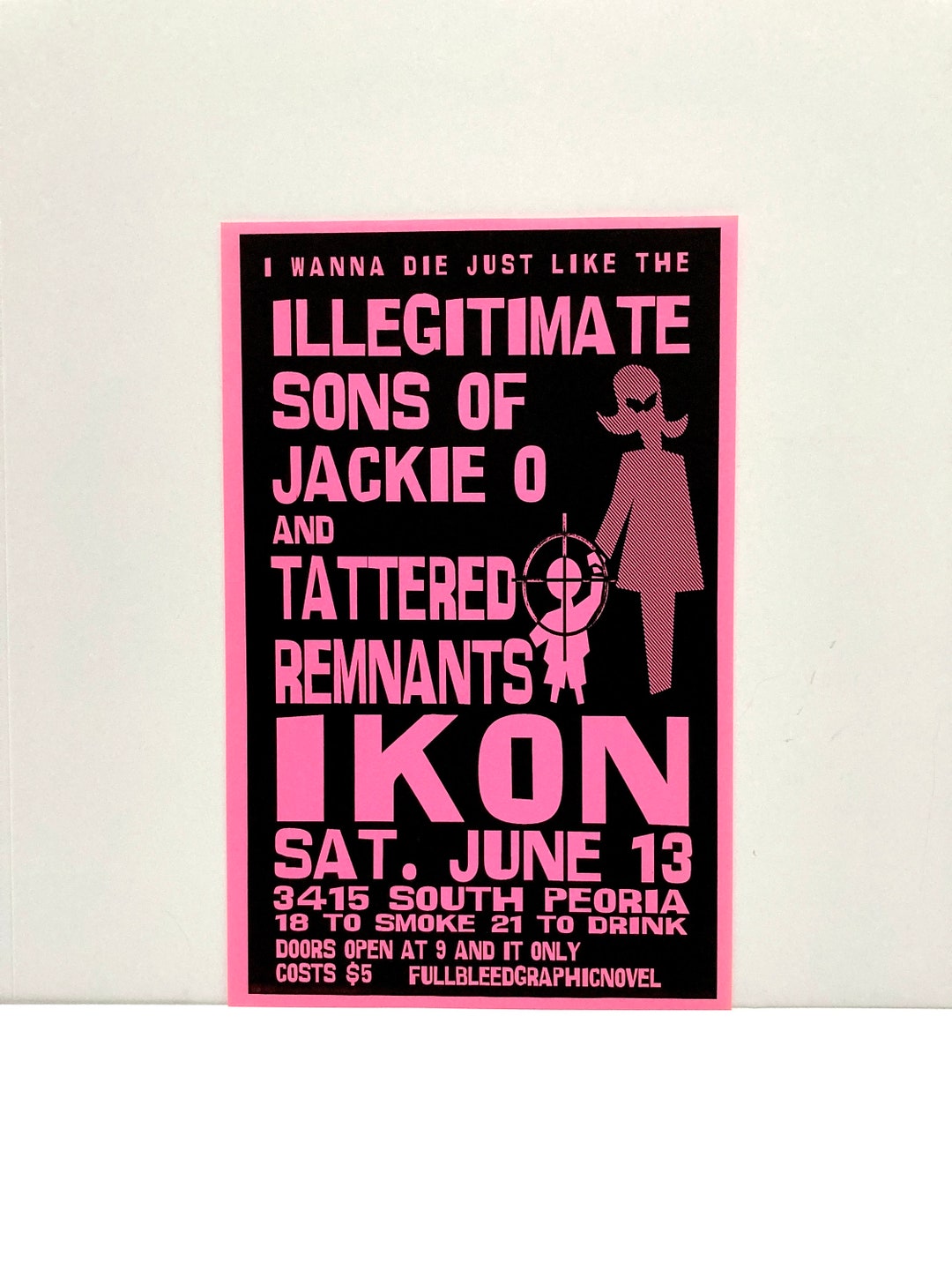 Illegitimate Sons of Jackie O Poster June 13 1990's Concert / Punk Band ...