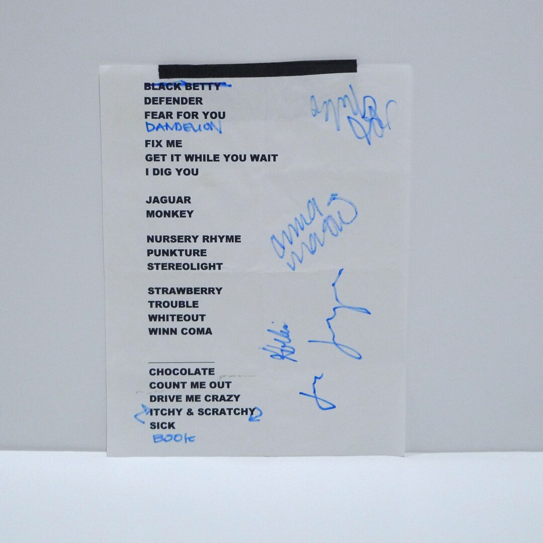 Boss Hog Band Autographed Setlist Vintage 1999 Hand Signed Concert Tour ...