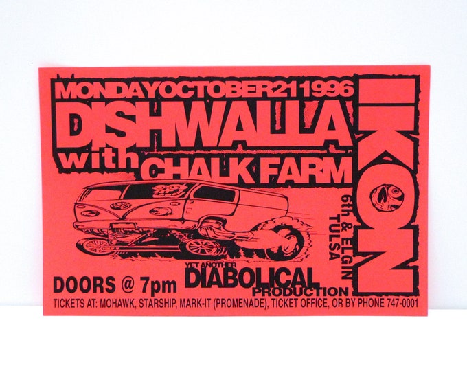 Dishwalla Flyer / Mini Poster October 21 1996 Concert With Chalk Farm ...