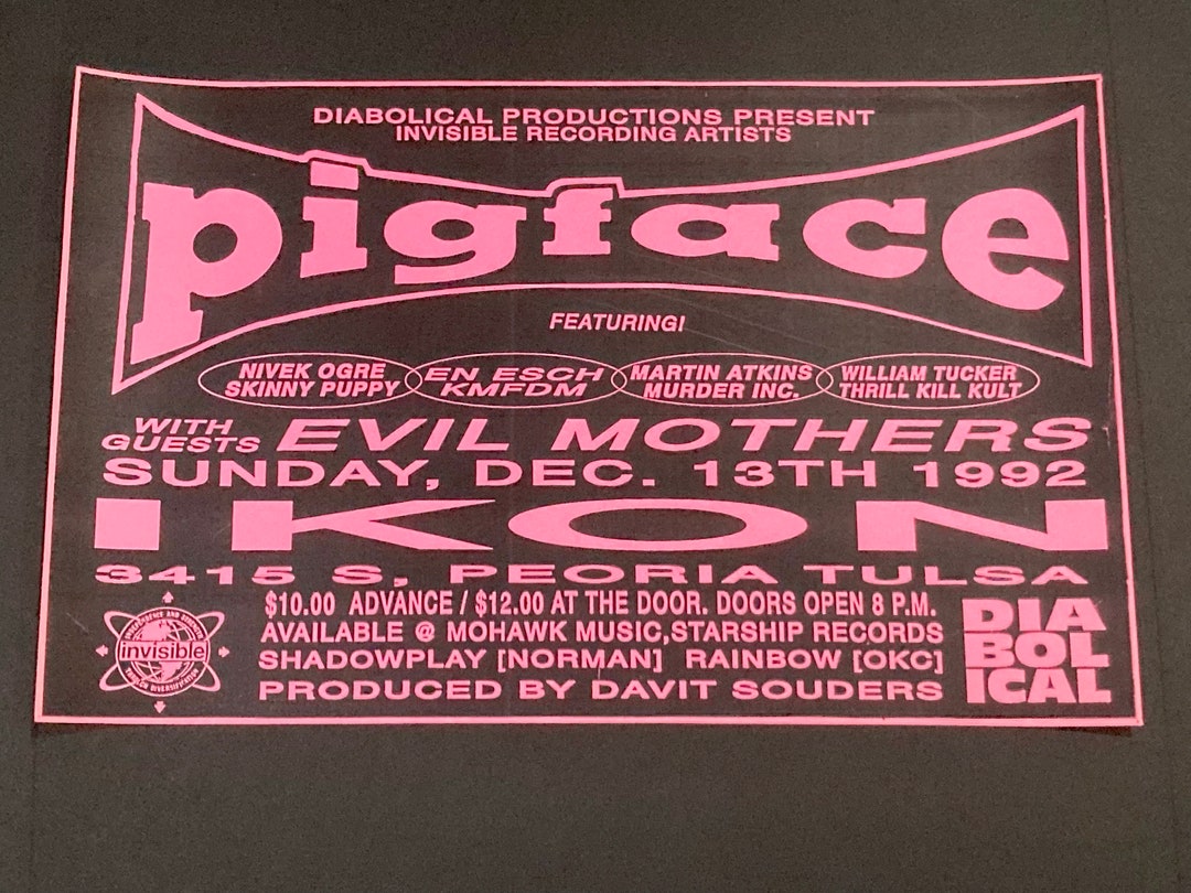 Pigface Poster - December 13, 1992 Concert Vintage Skinny Puppy, KMFDM ...