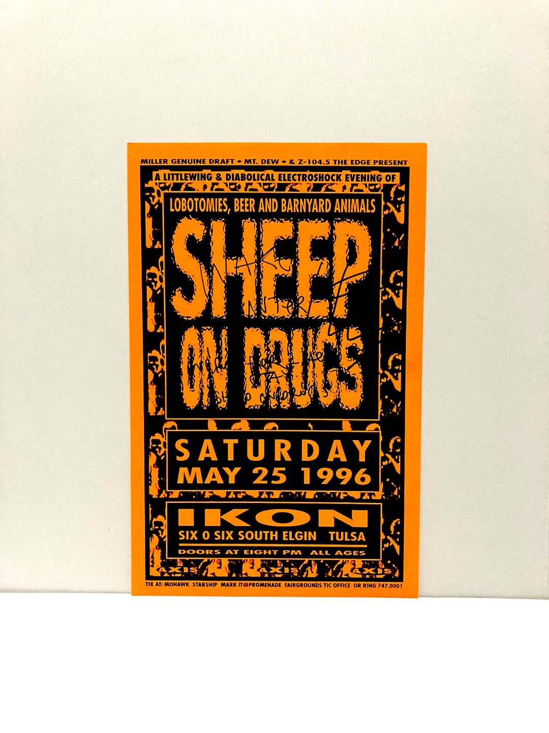 Sheep on Drugs Autographed Poster May 25 1996 Concert Lobotomies Beer ...