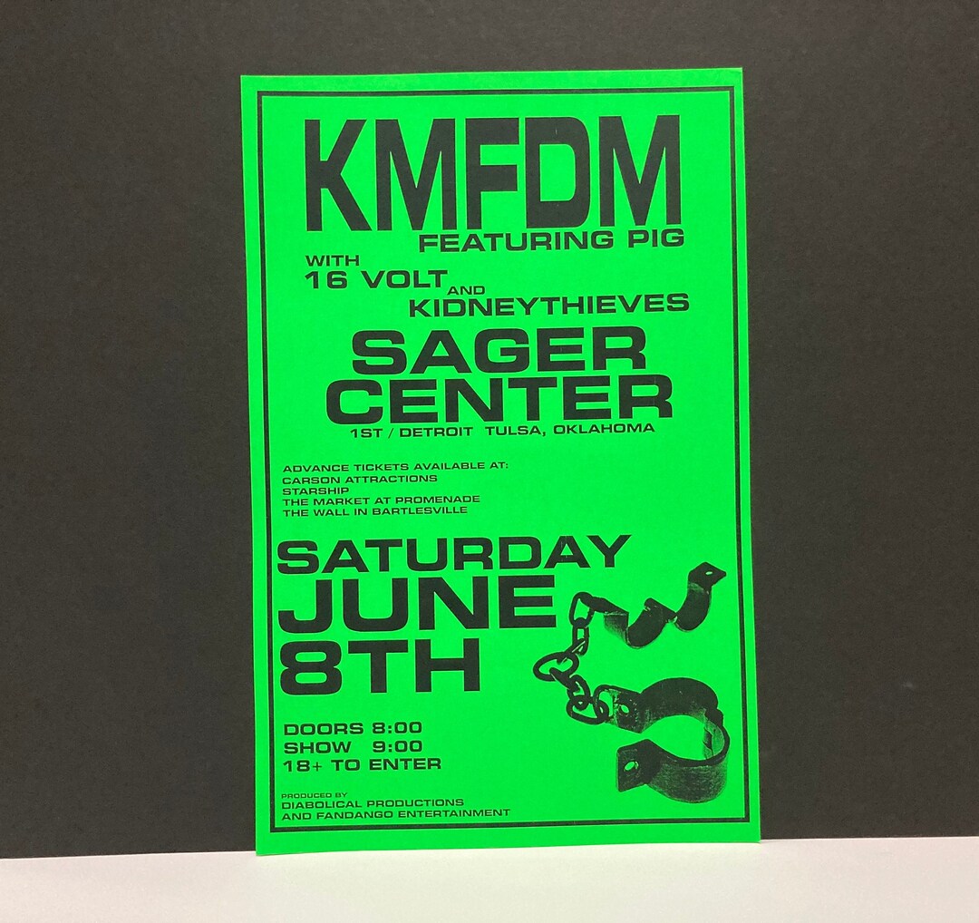 KMFDM Poster 1996 Tour Live in Concert / Pig / 16 Volt / - Etsy