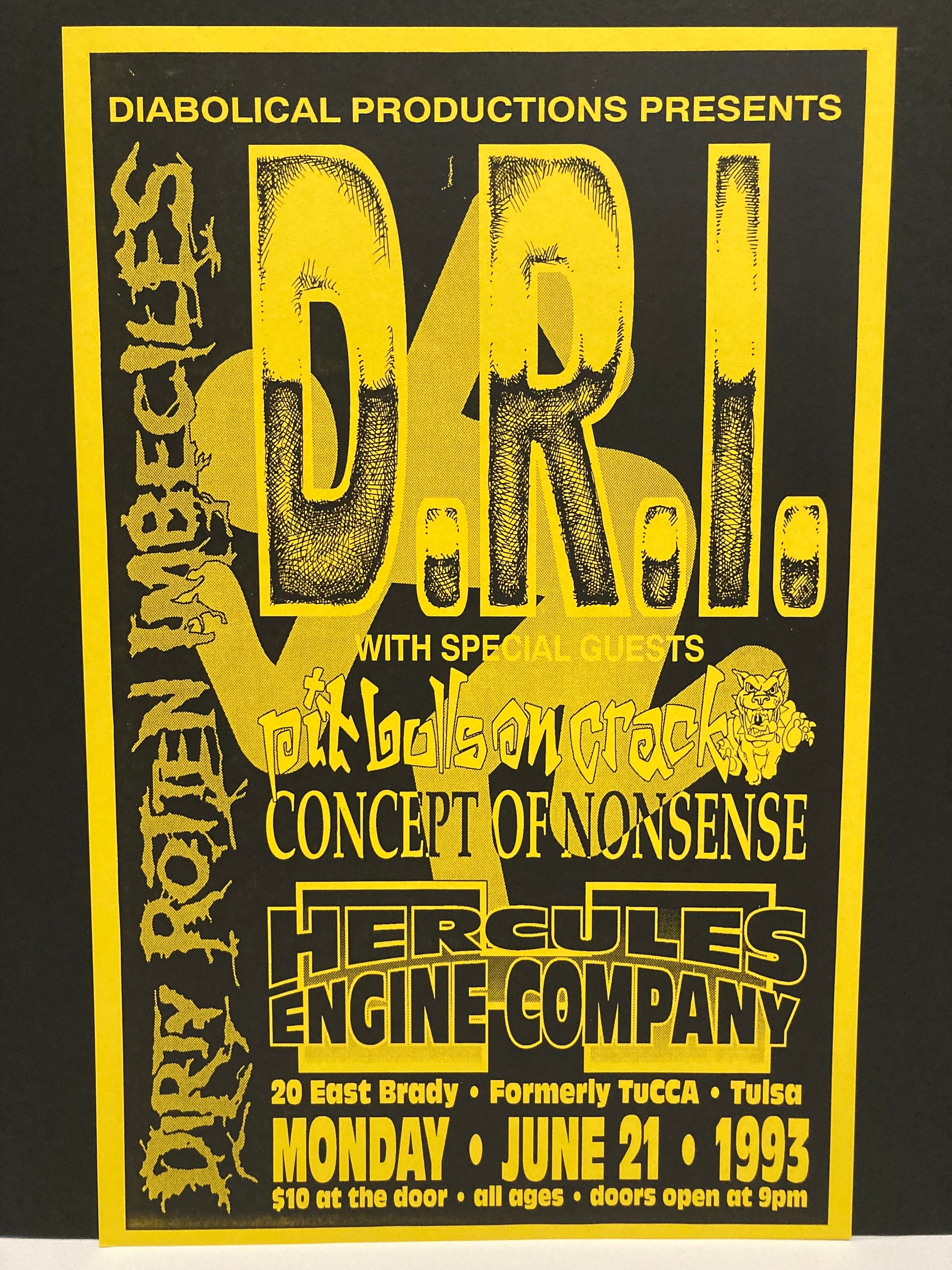 D.R.I. Dirty Rotten Imbeciles Poster - June 21, 1993 Vintage DRI Punk ...