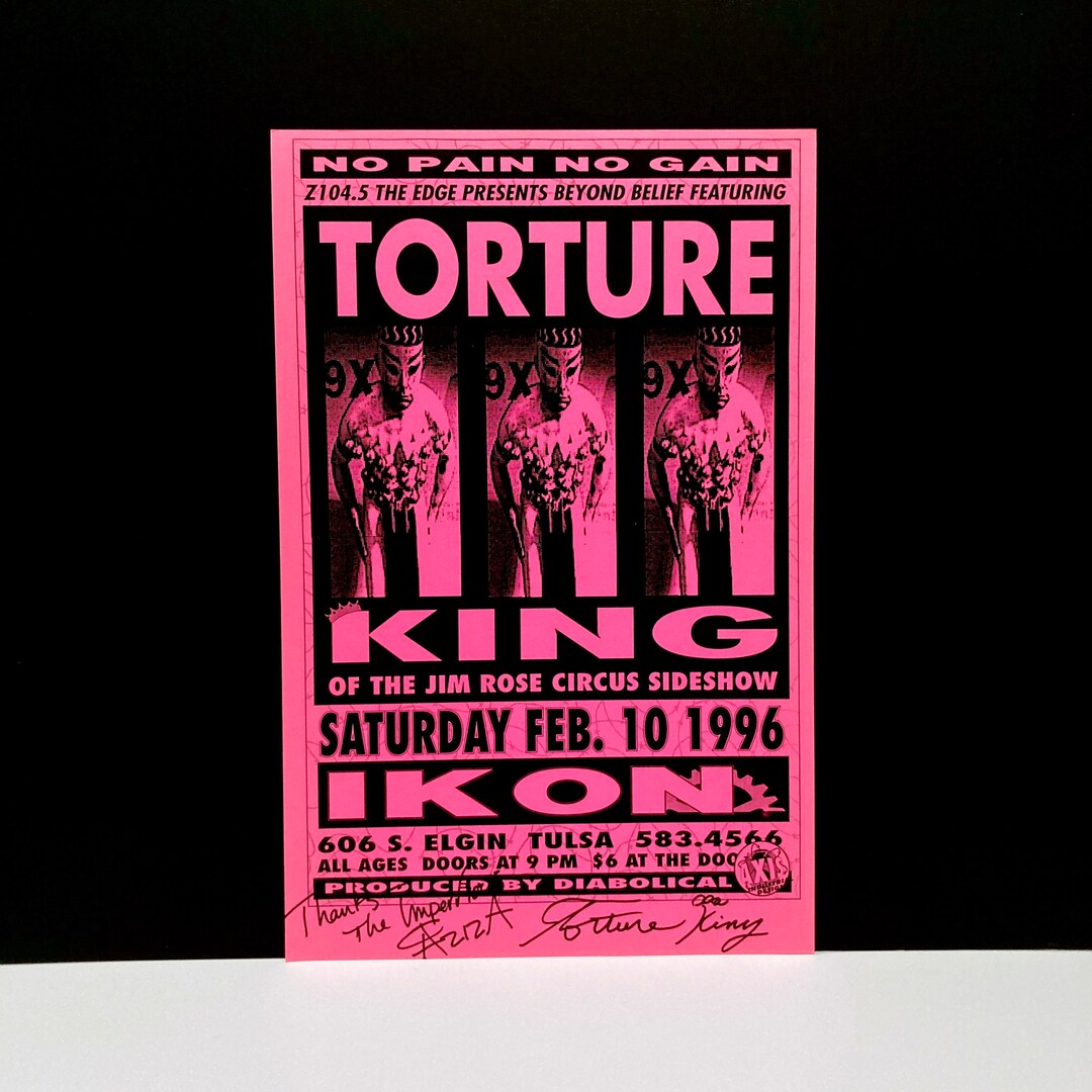 Torture King of Jim Rose Circus Side Show Autographed Poster - Etsy