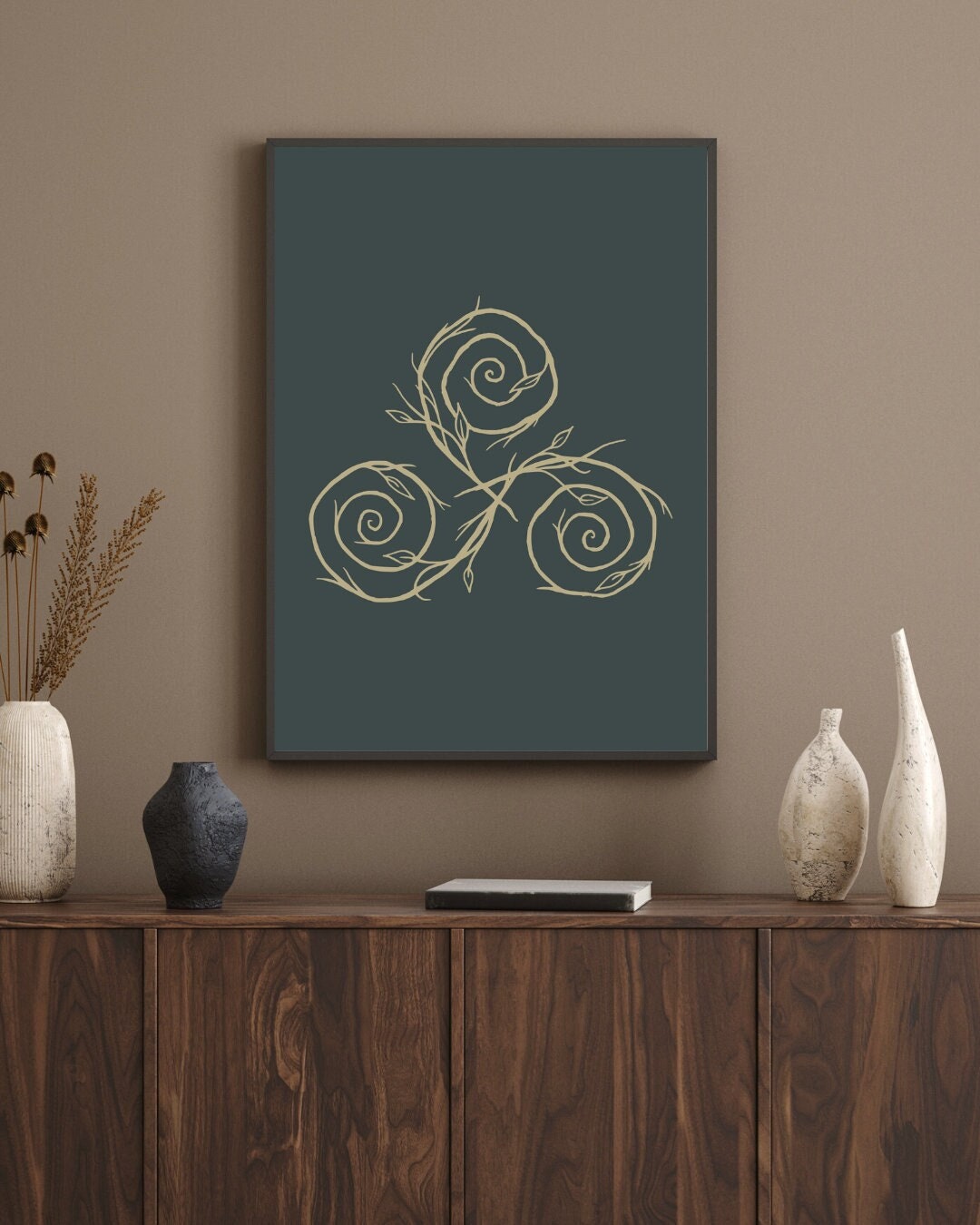 Nature Triskelion Symbol, Gold on Blue, Matte Poster - Etsy