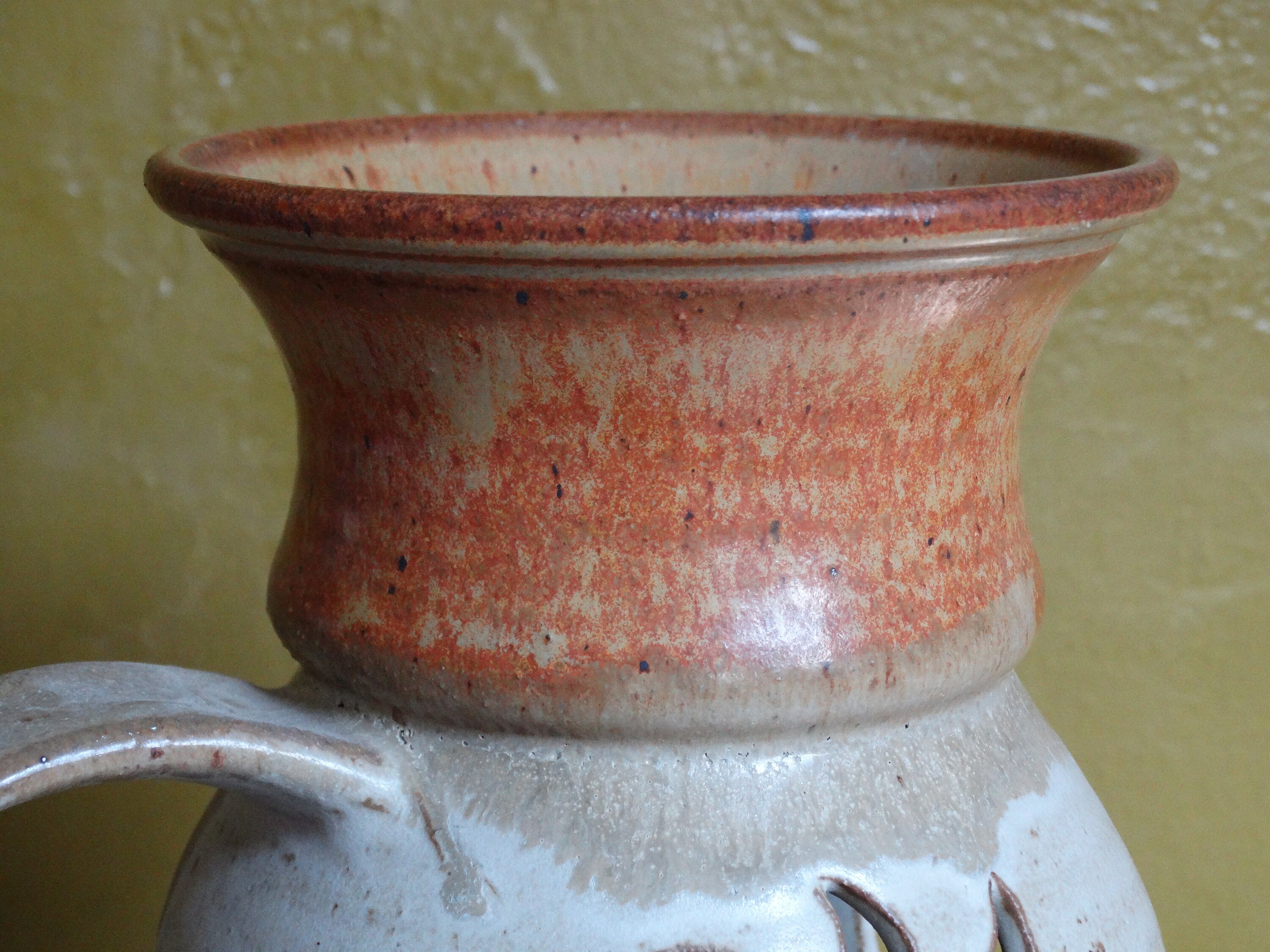 Vintage Kathy Veverka Ceramic Pottery Candle Lantern Pitcher Brown Cut ...