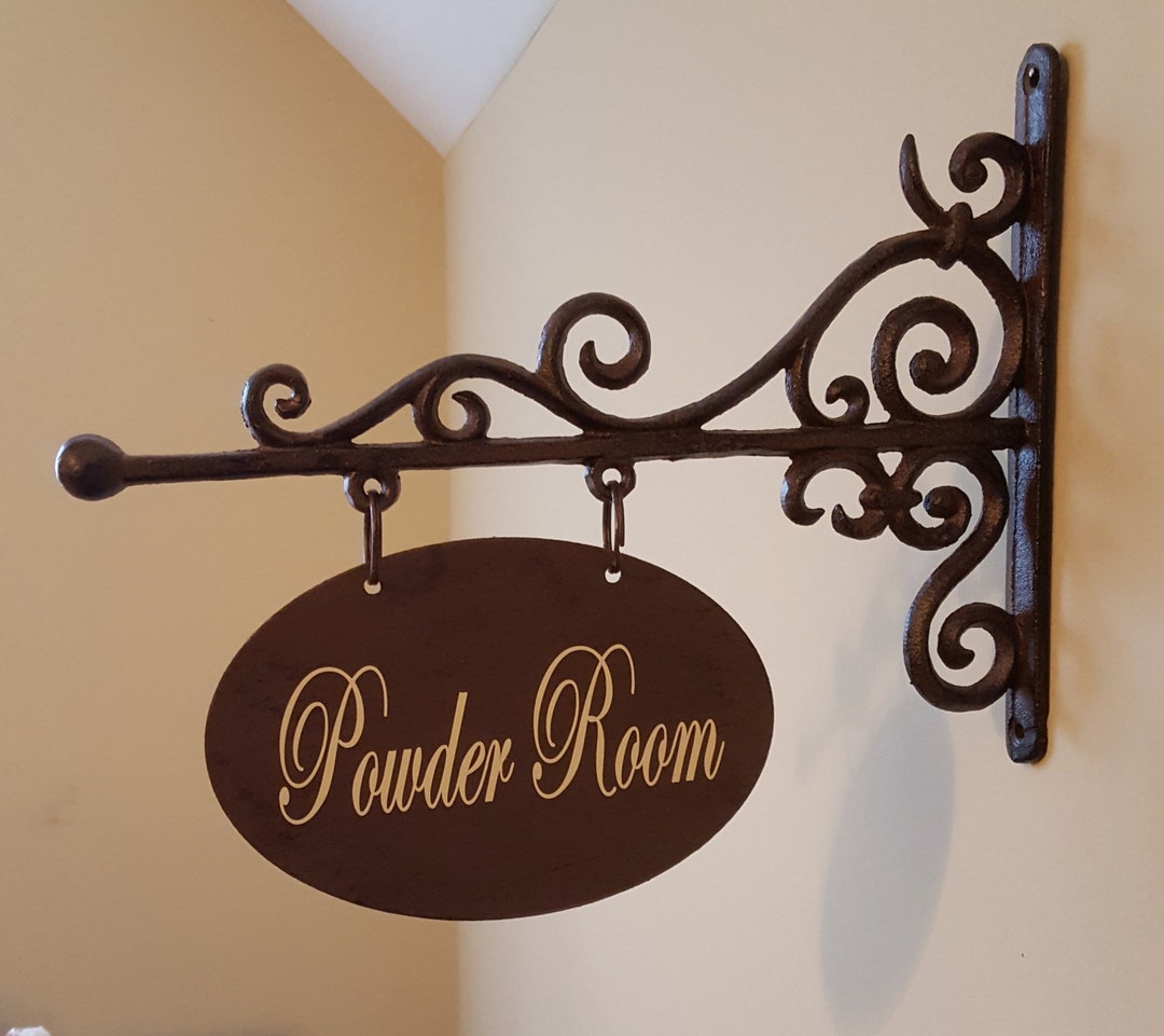 4x8 OVAL Metal Plaque/bracket With Custom Lettering - Powder Room ...