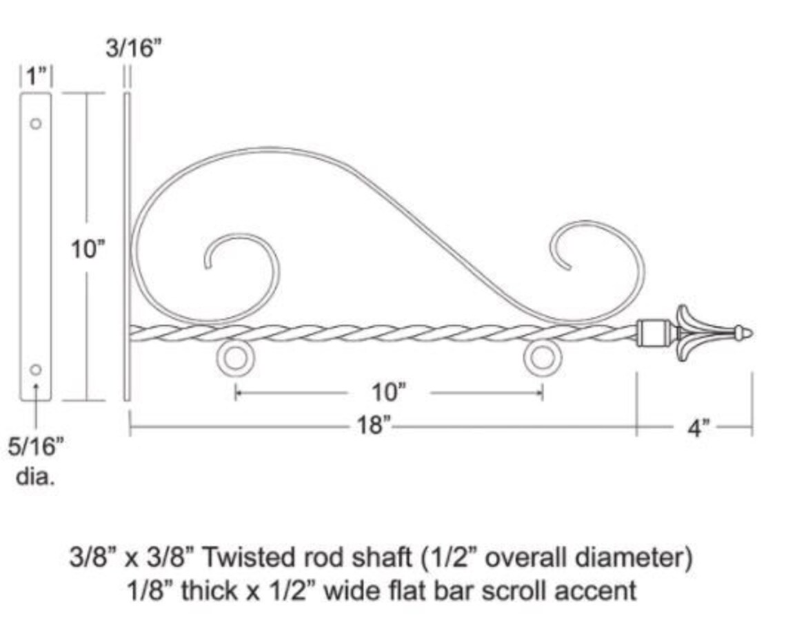 18" Light Duty Scroll Blade Sign Bracket - NO SIGN - Etsy