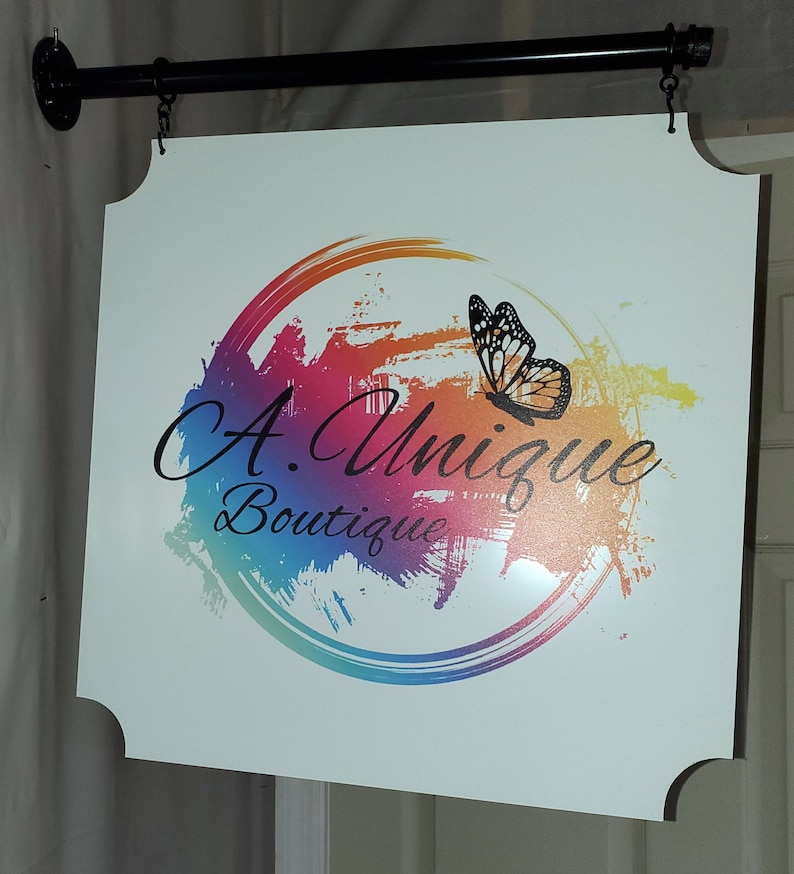 Full Color Custom Sign With 18 Inch Pipe Fitting Industrial Bracket - Etsy